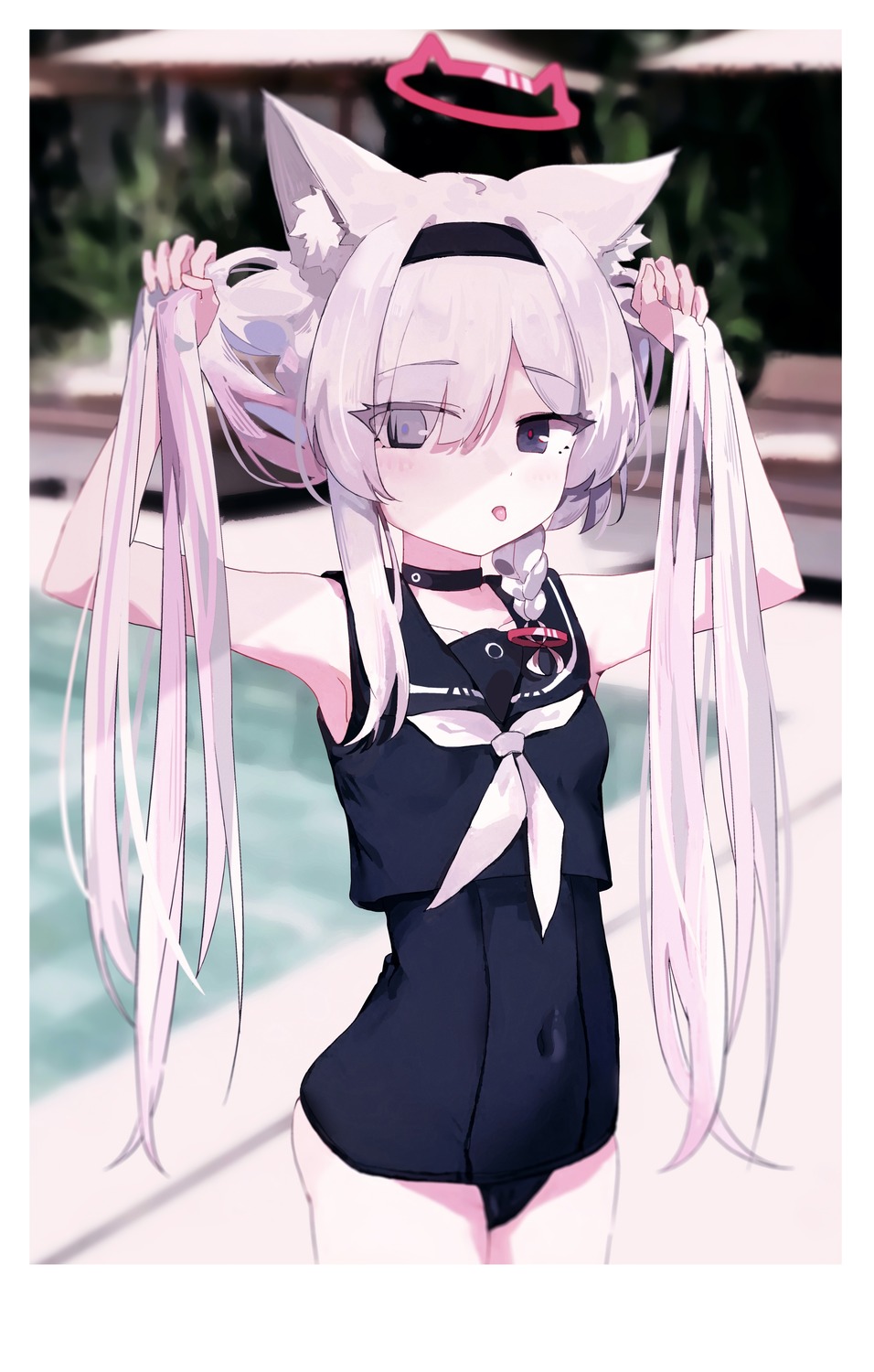 xsan blue archive arona (blue archive) plana (blue archive) animal ears halo nekomimi school ...